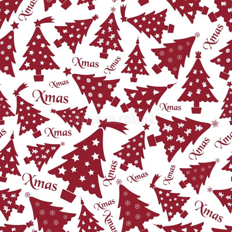 Set of Christmas Red Tree Decoration Seamless Pattern Eps10 Stock ...