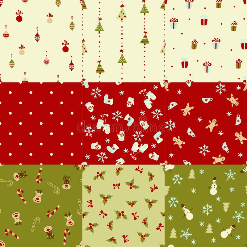 Christmas Seamless Patterns Stock Vector - Illustration of holiday ...