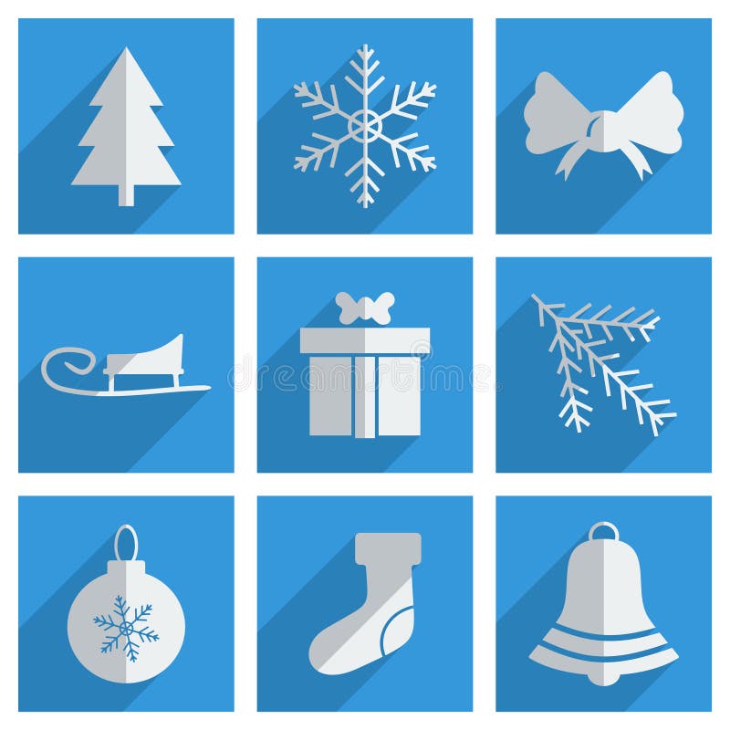 Set of Christmas with Shadow Flat Concept Modern Stock Vector ...