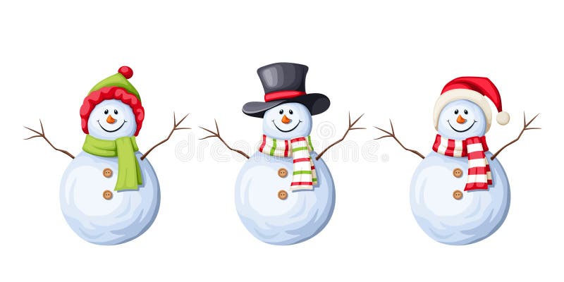 Set of Christmas Snowmen. Vector Illustration. Stock Vector ...