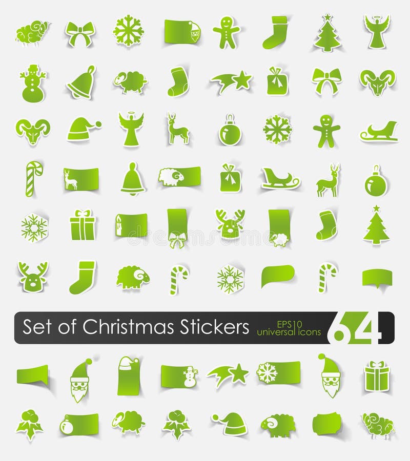 Set of Christmas stickers stock vector. Illustration of custom - 94322565