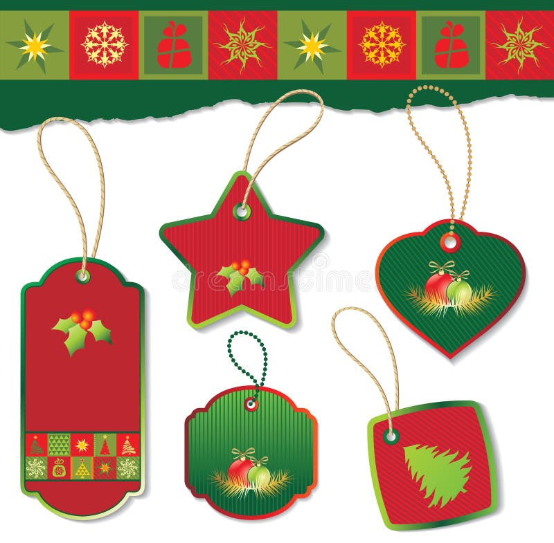 Set of christmas tag stock vector. Illustration of ornament - 16596299