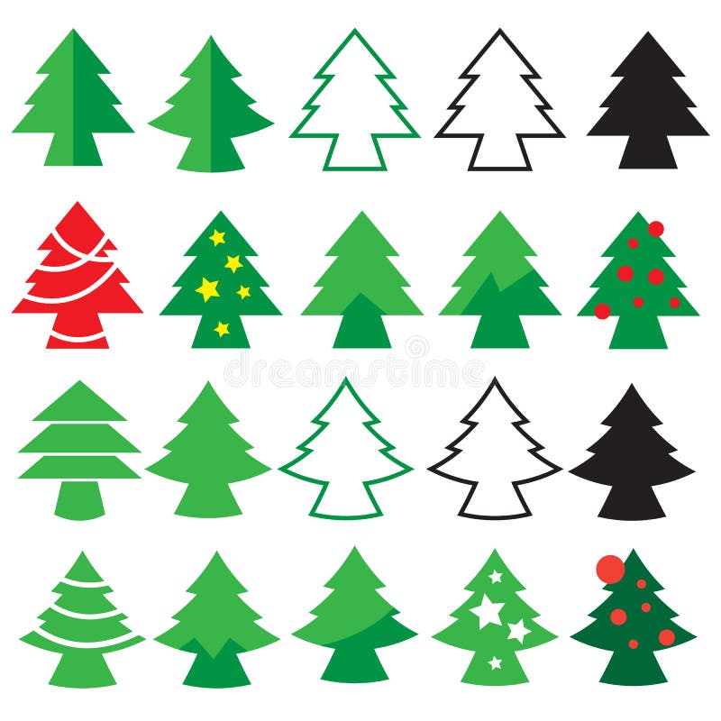 Set of Christmas Tree Icons Stock Illustration - Illustration of ...