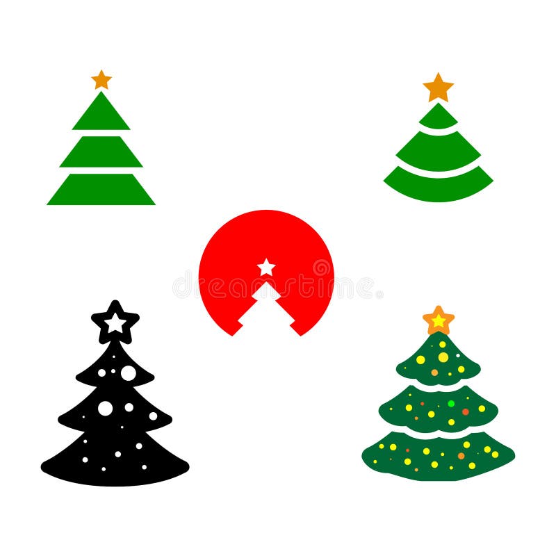 Set of Christmas Trees Icon Stock Vector - Illustration of isolated ...