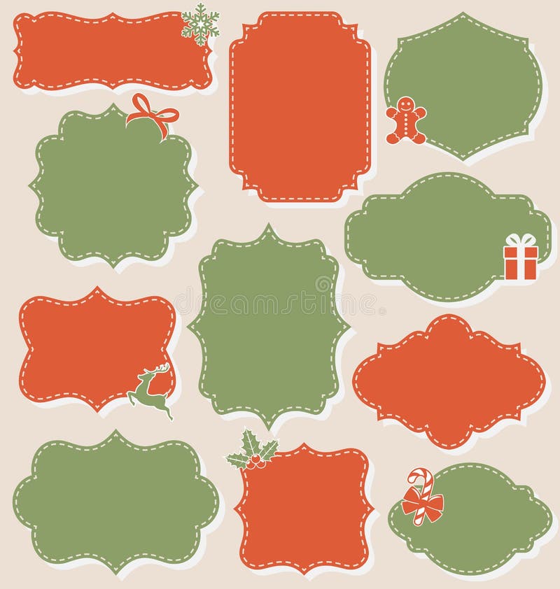 Set of Christmas Vintage Labels Frames Collection on Be Stock Vector ...