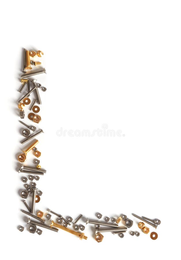 Screws and Bolts Frame on White Background Stock Photo - Image of ...