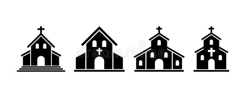 Set Of Church Building Vector Icons Christianity Sanctuary Holy
