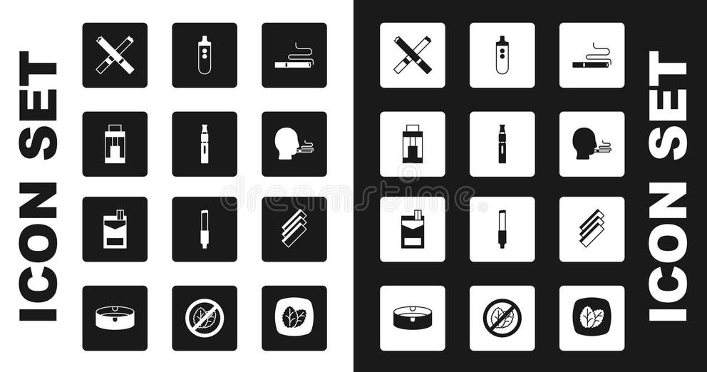 Set Cigarette, Electronic Cigarette, Vape Mod Device, Man Smoking ...