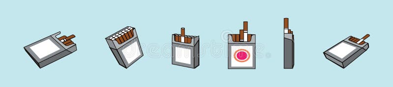 Set of Cigarettes with Packaging Box Design Template with Various ...