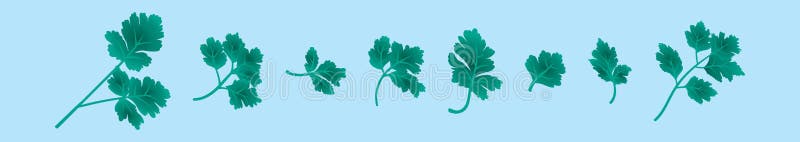Set of Cilantro Cartoon Icon Design Template with Various Models ...