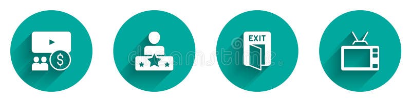 Set Cinema Auditorium with Screen, Actor Star, Fire Exit and Retro Tv ...