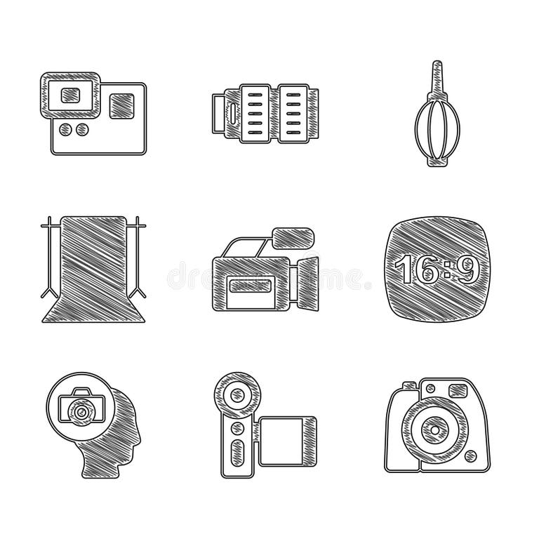 Set Cinema Camera, Photo, Frame 16, Empty Photo Studio, Dust Blower and ...