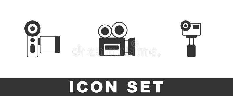 Set Cinema Camera, Retro Cinema and Action Extreme Icon. Vector Stock ...
