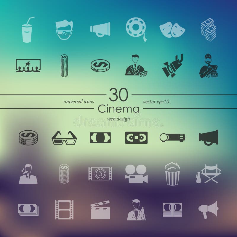 Set of cinema icons stock vector. Illustration of entertainment - 94322695