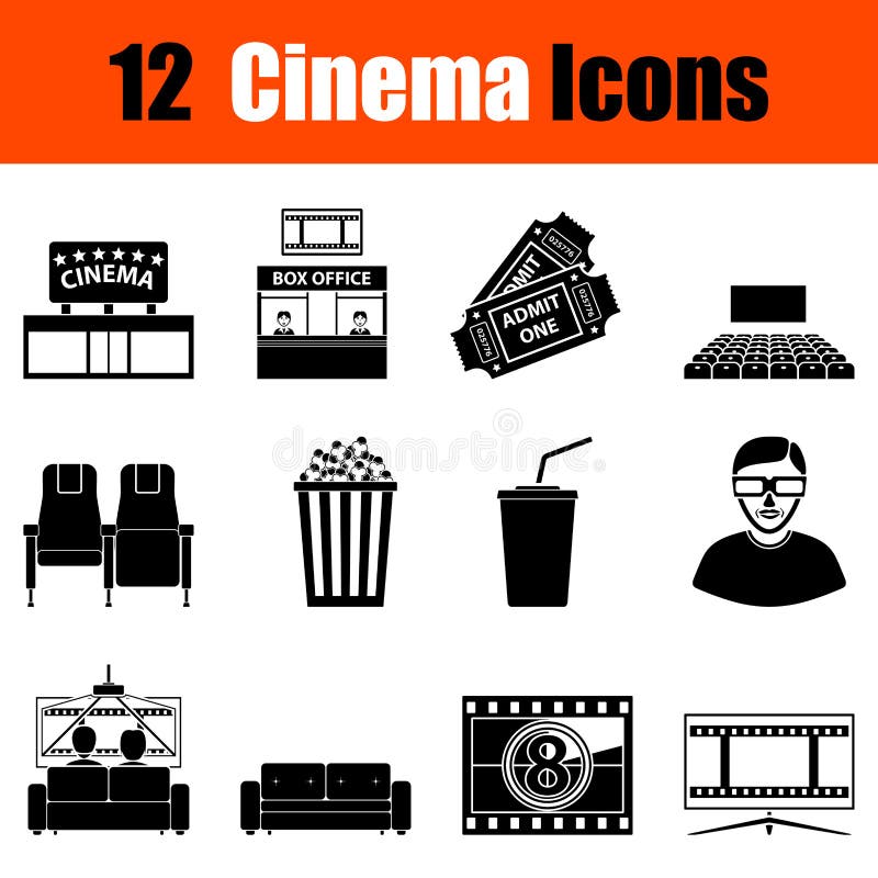 Set of cinema icons stock vector. Illustration of object - 69739895