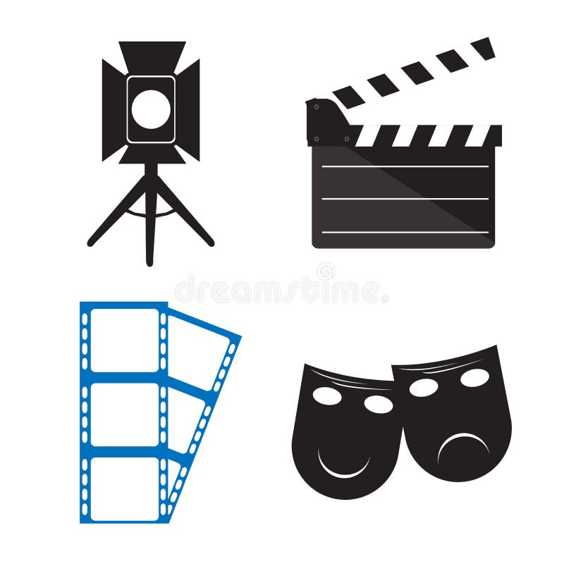 Set of cinema objects stock vector. Illustration of design - 87460609