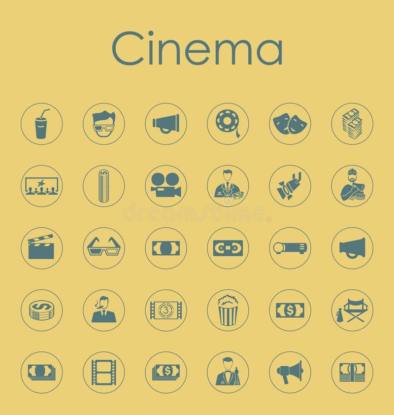 Set of cinema simple icons stock vector. Illustration of crowd - 50663894