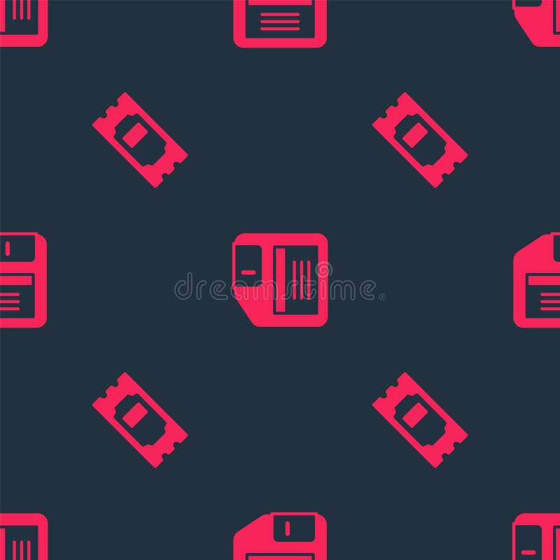 Set Cinema Ticket and Floppy Disk on Seamless Pattern. Vector Stock ...