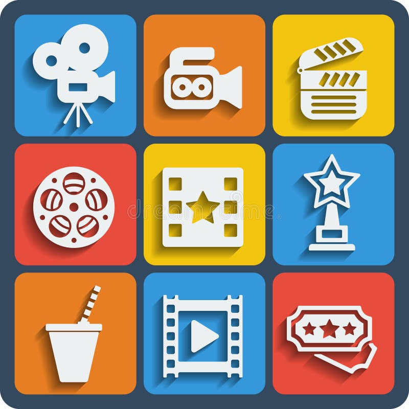 Set of 9 Cinema Web and Mobile Icons. Vector. Stock Vector ...