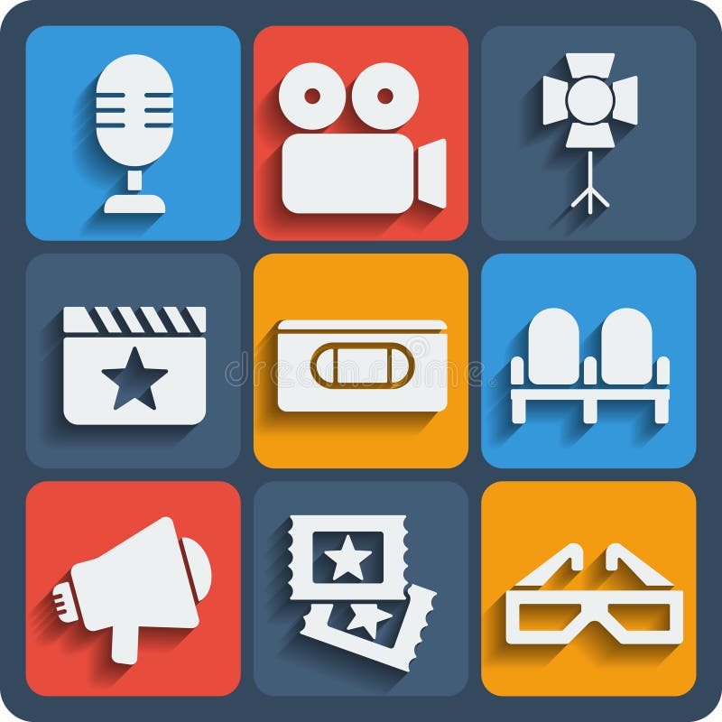 Set of 9 Cinema Web and Mobile Icons. Vector. Stock Vector ...