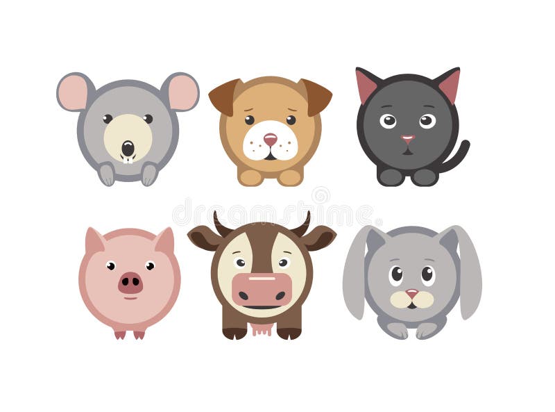 Six Cartoon Animals Isolated White Stock Illustrations – 147 Six ...