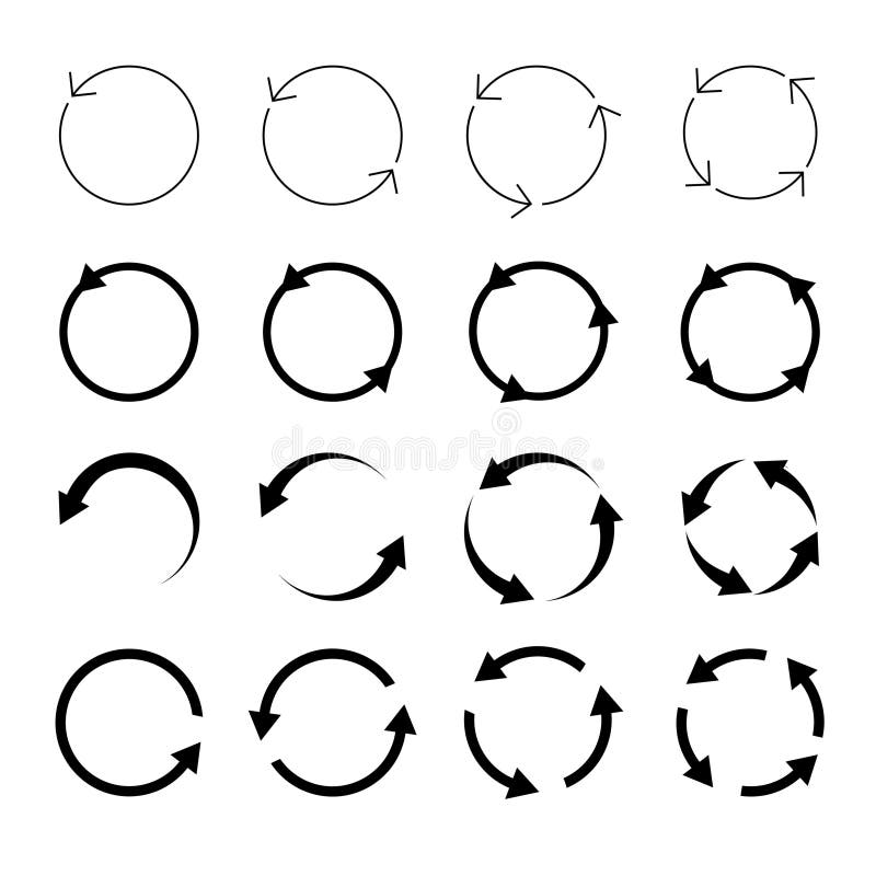 Set of Circle Arrows Isolated. Circular Rotate Arrow and Spinning ...