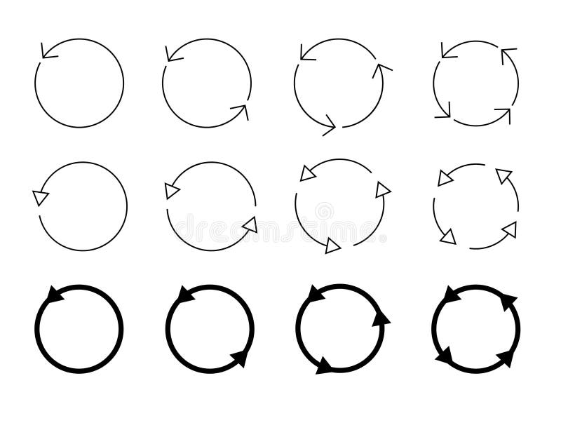 Set of Circle Arrows Isolated. Circular Rotate Arrow and Spinning ...