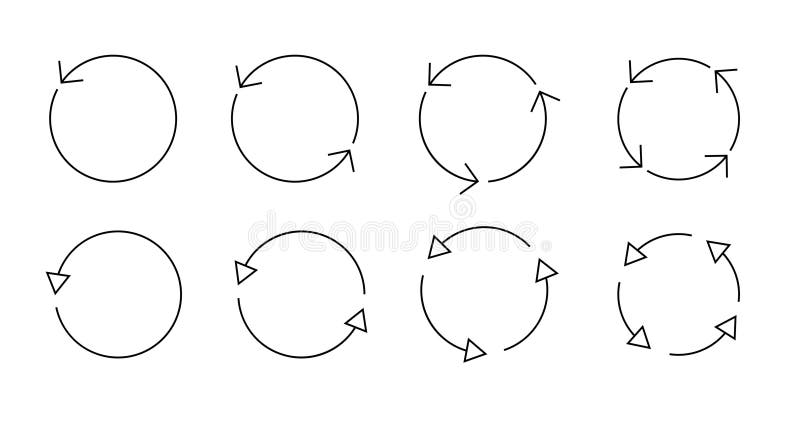 Set of Circle Arrows Isolated. Circular Rotate Arrow and Spinning ...