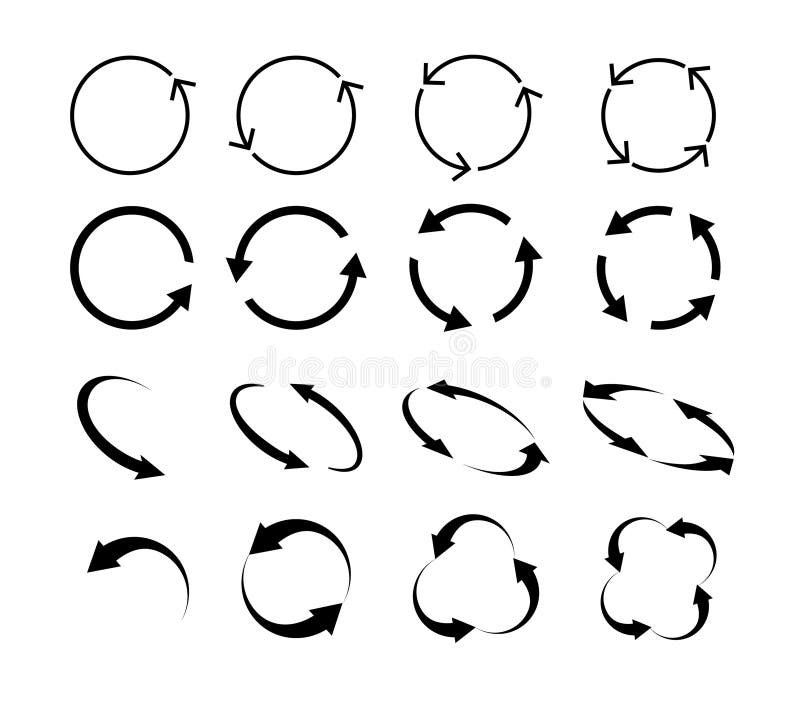 Set of Circle Arrows Isolated. Circular Rotate Arrow and Spinning ...