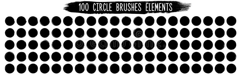 Set of 100 Circle Brushes Elements. Different Circle Brush Strokes ...