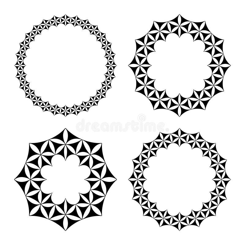 Set of Circle Design Elements. Radial Patterns for Round Frames Stock ...