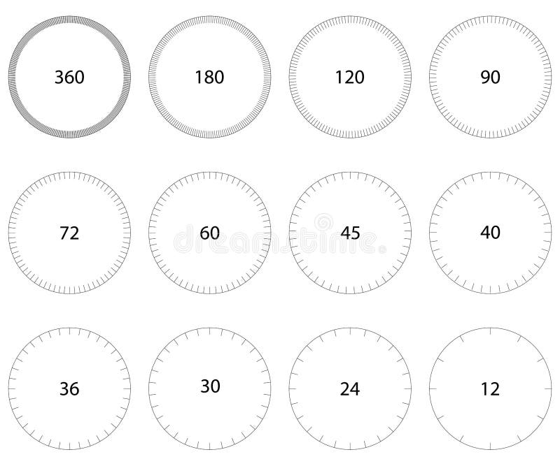 Set Circle Dial, Circle Scale with Division in Round, Vector Template ...