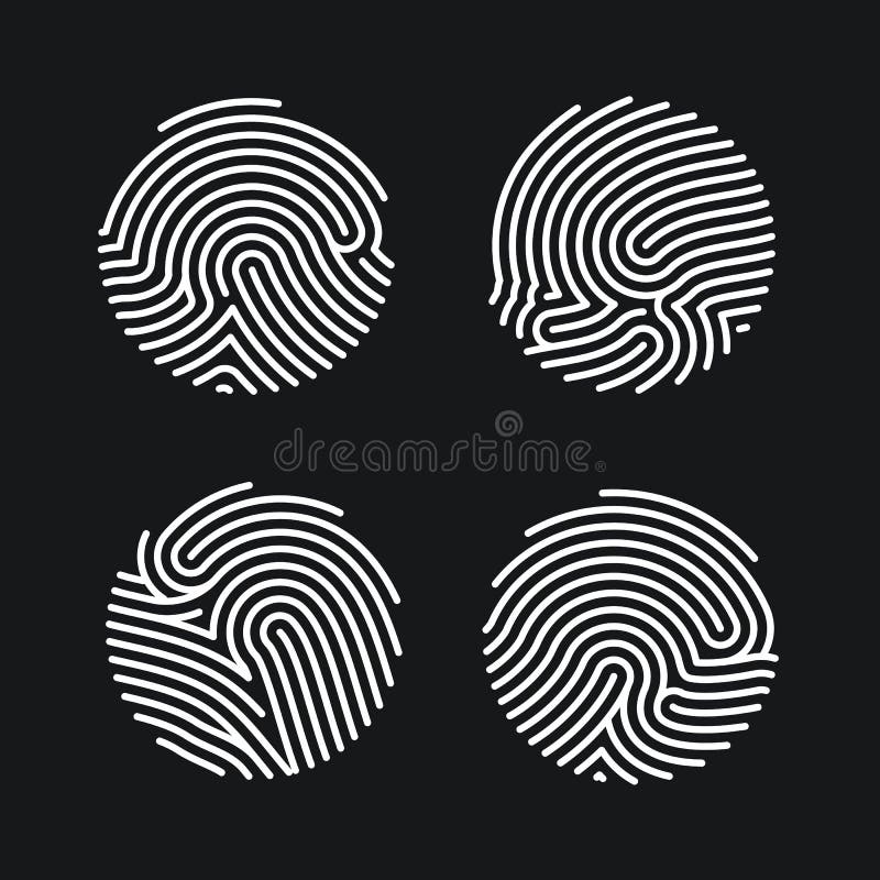 Set of Circle Fingerprint Icons Design for App. Finger Print Flat Scan ...