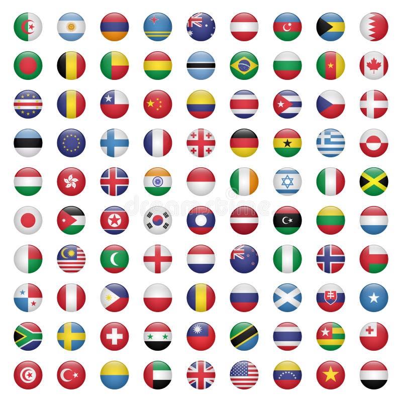 Collection of Flag Icon Rounded Square Flat Vector Illustration Stock ...