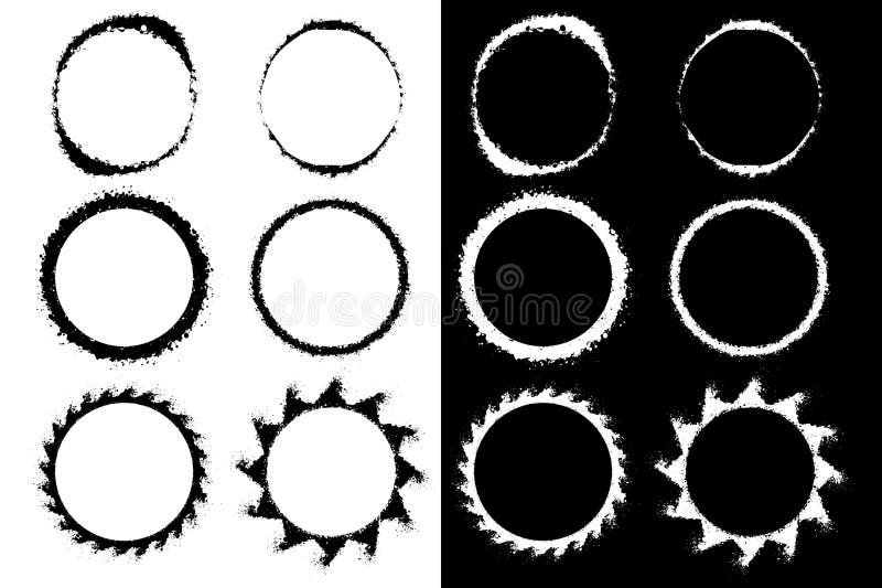 Set of Circle Frames with Grunge Splatter Effect, Stencil Graffiti ...