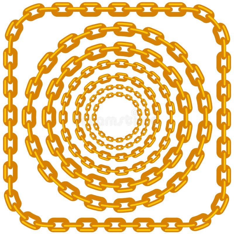 Set of Circle Gold Chain Frames Stock Vector - Illustration of ...
