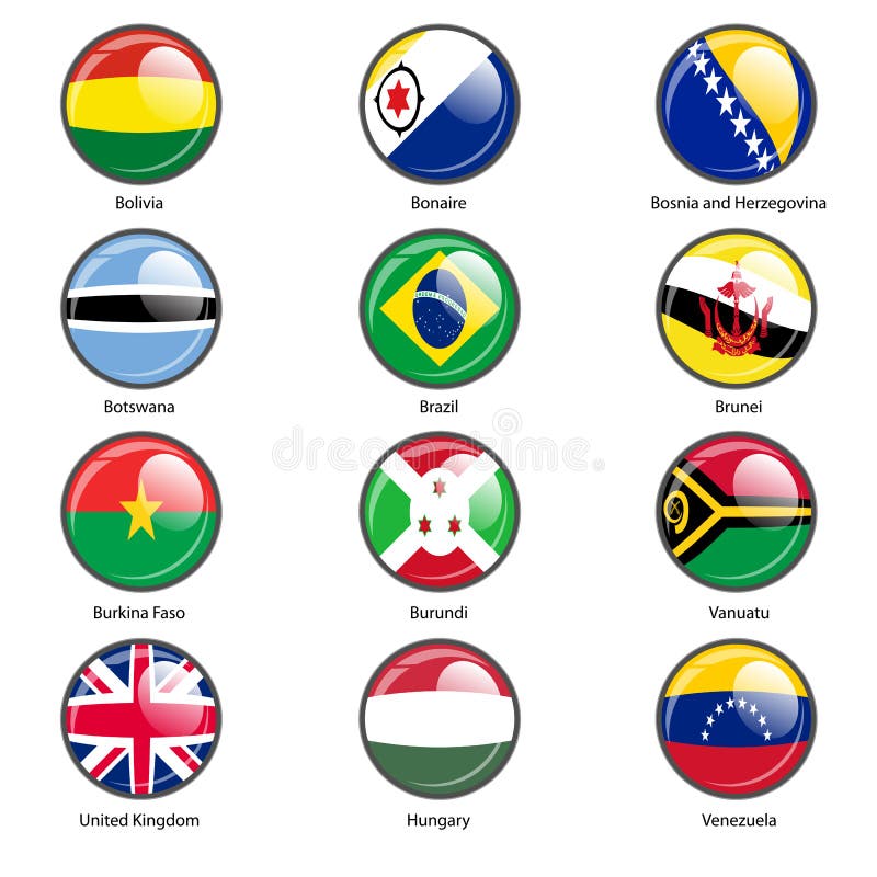 Set Circle Icon Flags of World Sovereign States Stock Vector ...