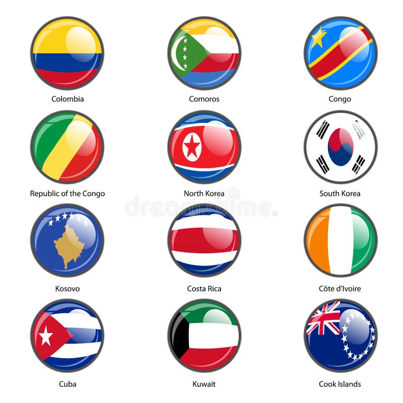 Set Circle Icon Flags of World Sovereign States Stock Vector ...