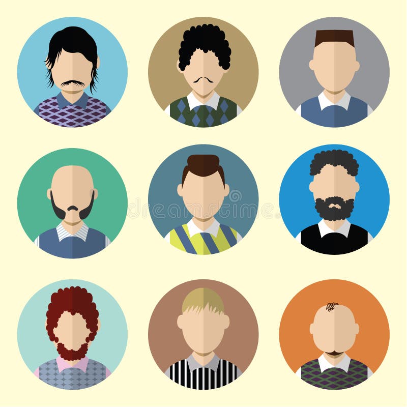 Set of Circle Icons with Man. Set - 01 Stock Vector - Illustration of ...