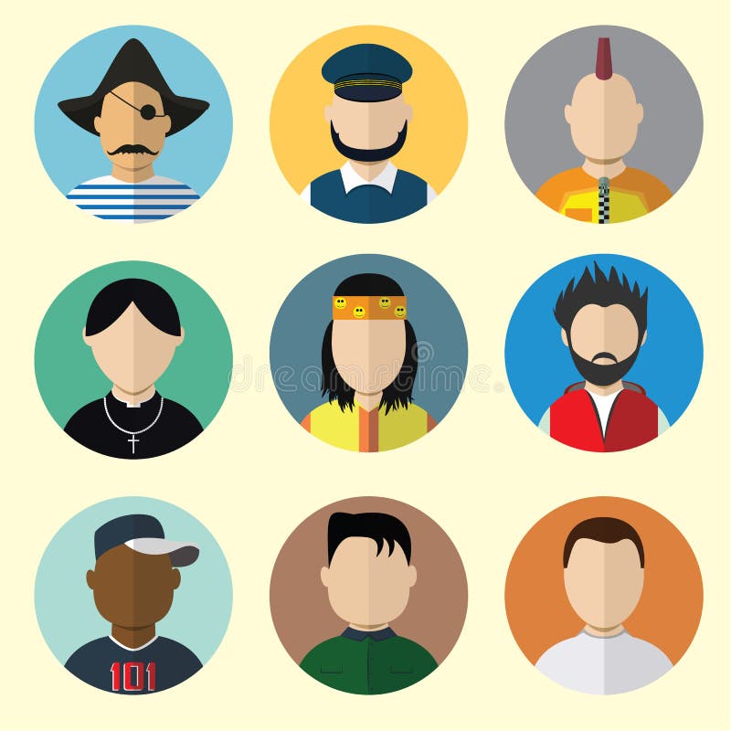 Set of Circle Icons with Man. Set - 06 Stock Vector - Illustration of ...