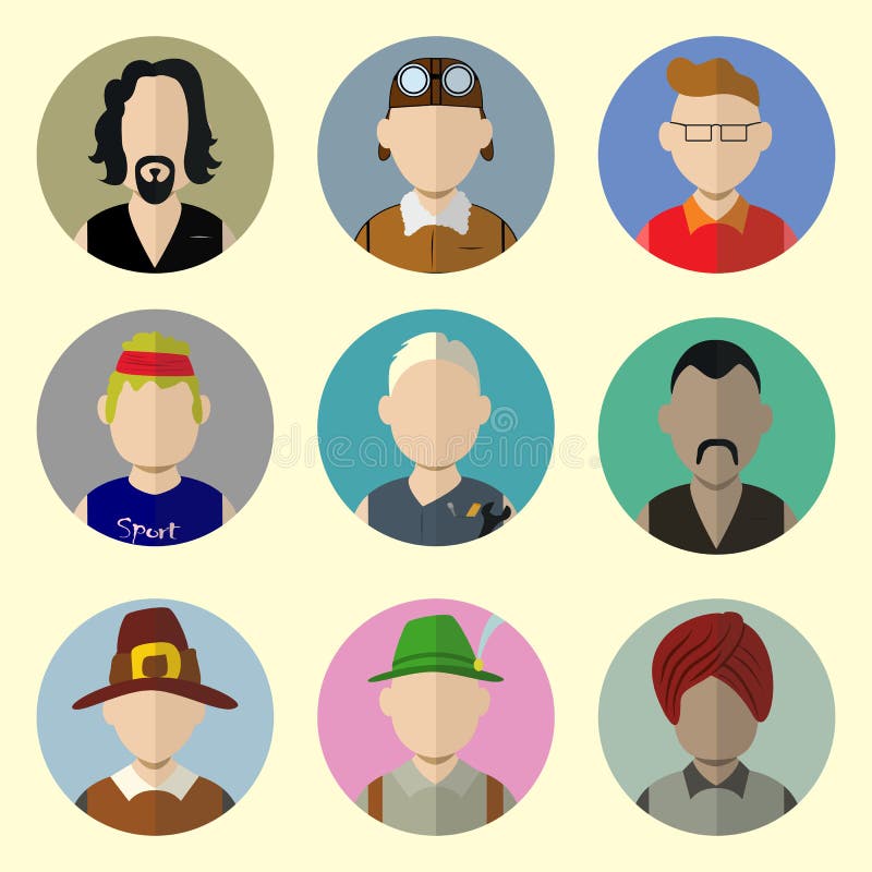 Set of Circle Icons with Man Stock Vector - Illustration of human ...