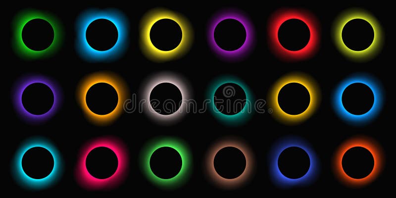 Set of Circle Illuminate Light Frames with Color Gradient Stock Vector ...