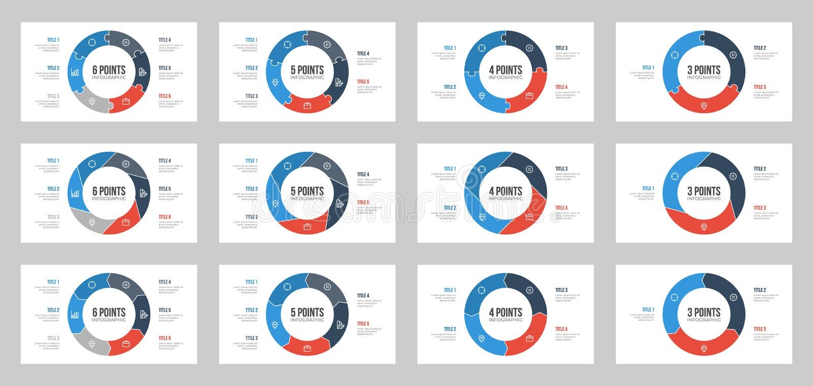 6 Points 6 Steps or Six Option of List Diagram, Ascending Block of Process Layout Template ...