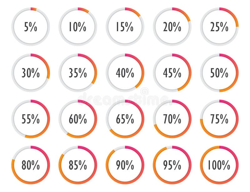 Set of Circle Percentage Diagrams with Gradient Stock Vector ...