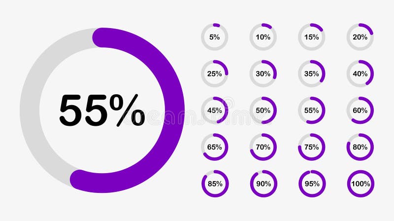 20 Set Circle Percentage Diagrams for the Infographic. Vector 3d Pie ...