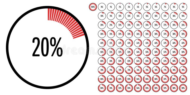 Set of Circle Percentage Diagrams Meters from 0 To 100 Stock Vector ...