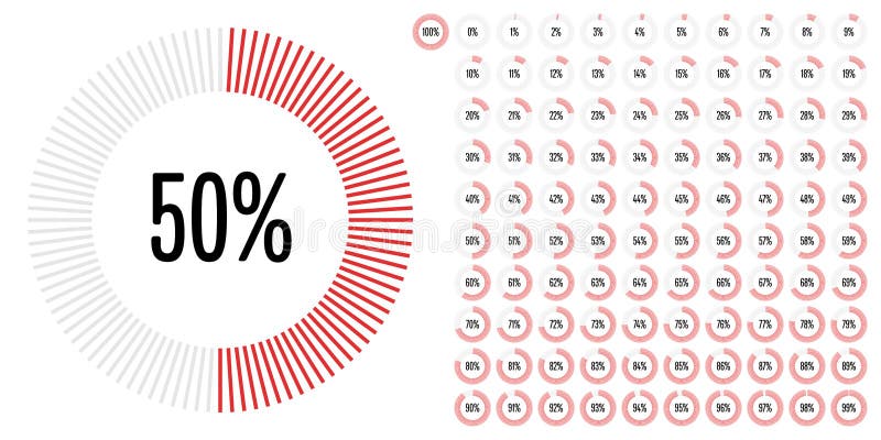 Set of Circle Percentage Diagrams from 0 To 100 Stock Vector ...