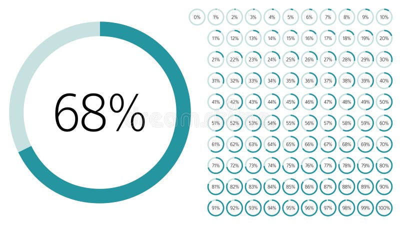 Set of Circle Percentage Diagrams from 0 To 100 for Web Design, User ...