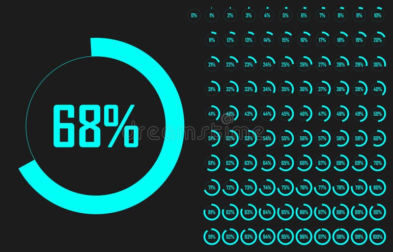 Set of Circle Percentage Diagrams from 0 To 100 for Web Design, User ...