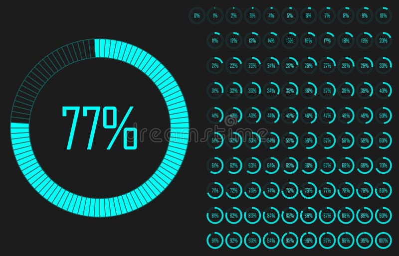 Set of Circle Percentage Diagrams from 0 To 100 for Web Design, User ...